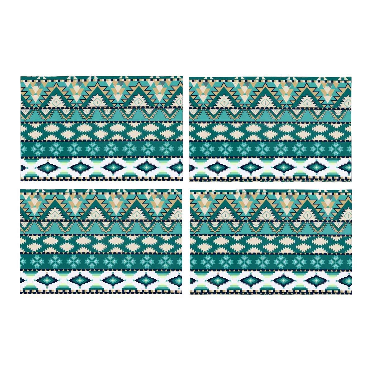 MKHERT Aqua Tribal Ethnic Aztec Placemats Table Mats for Dining Room ...