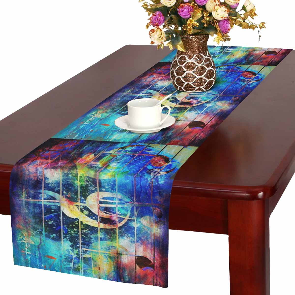 MKHERT Beautiful Abstract Colorful Music Notes and Violin Clef Table ...