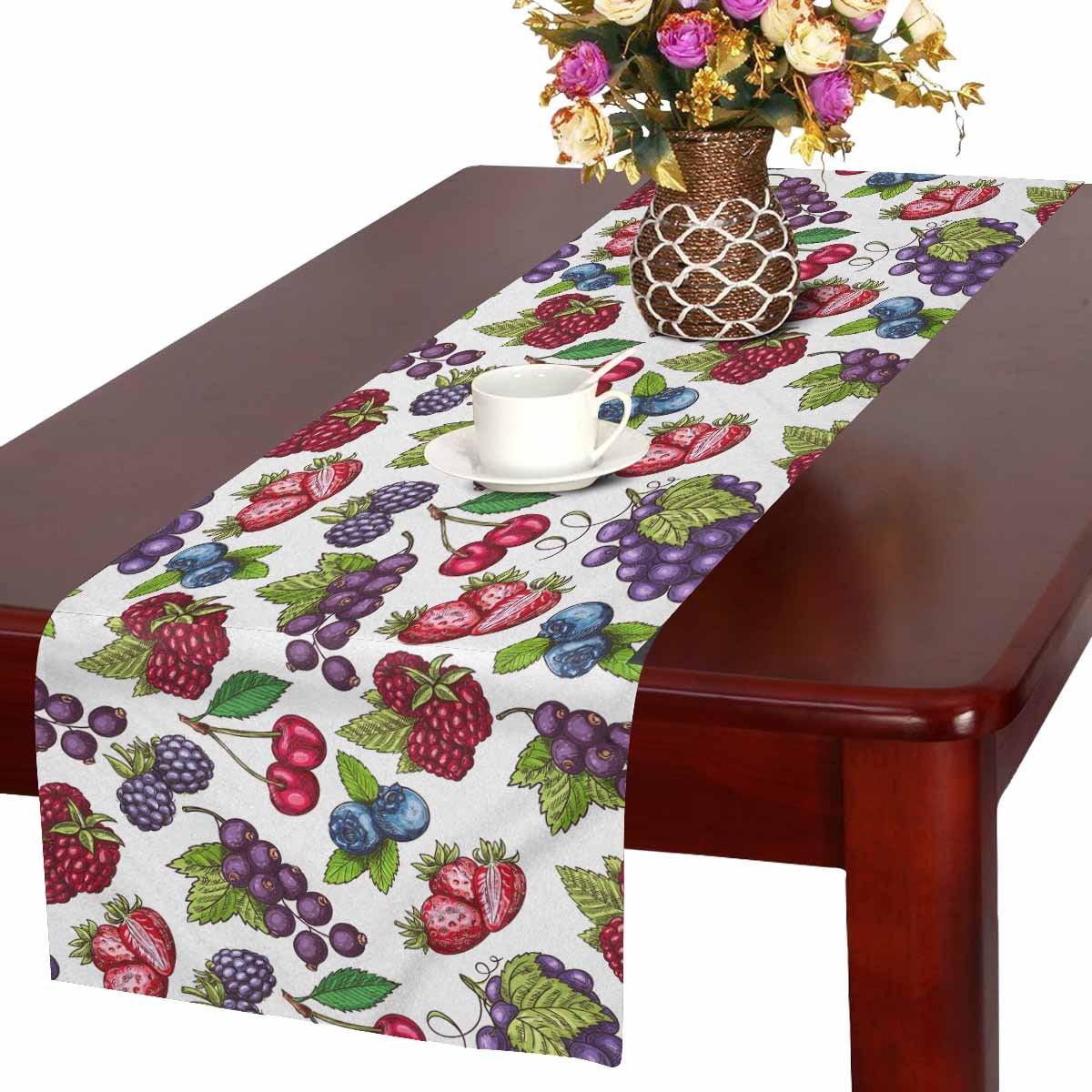 MKHERT Berry Pattern Table Runner, Summer Fruit Table Cloth Runner for ...
