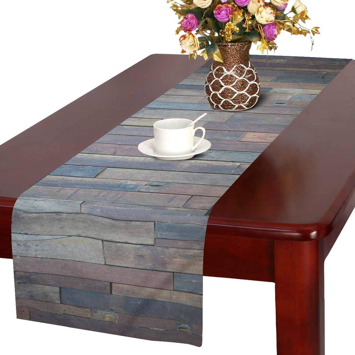 MKHERT Blue Grey Grunge Rustic Planks Barn House Wood Table Runner Home ...