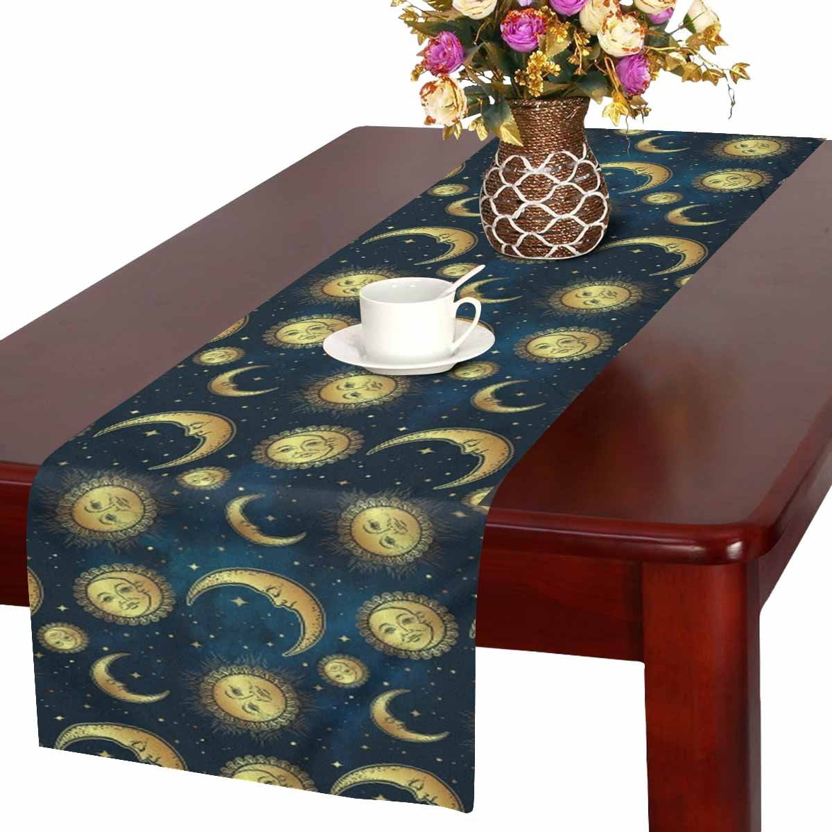 MKHERT Boho Celestial Bodies Gold Sun Moon and Stars Table Runner Home ...