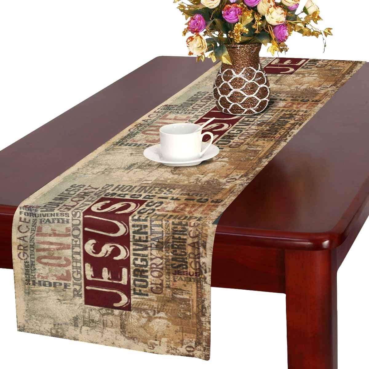 MKHERT Christian Religious Bible Verse Words Table Runner Home Decor ...
