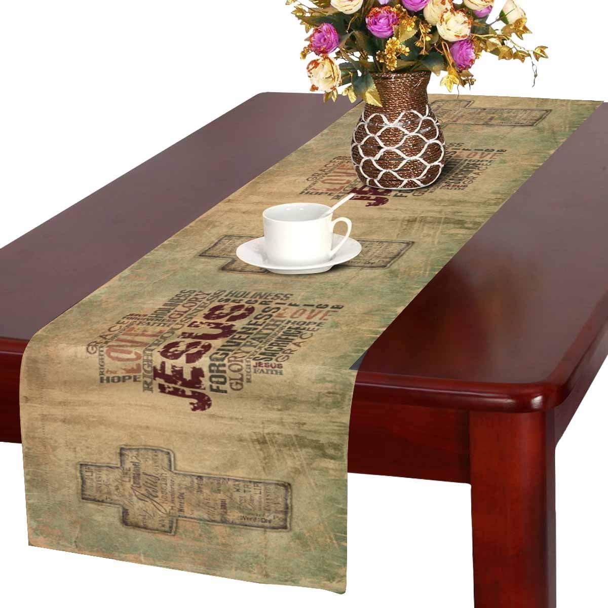 MKHERT Christian Religious Bible Verse Words with Cross Table Runner ...
