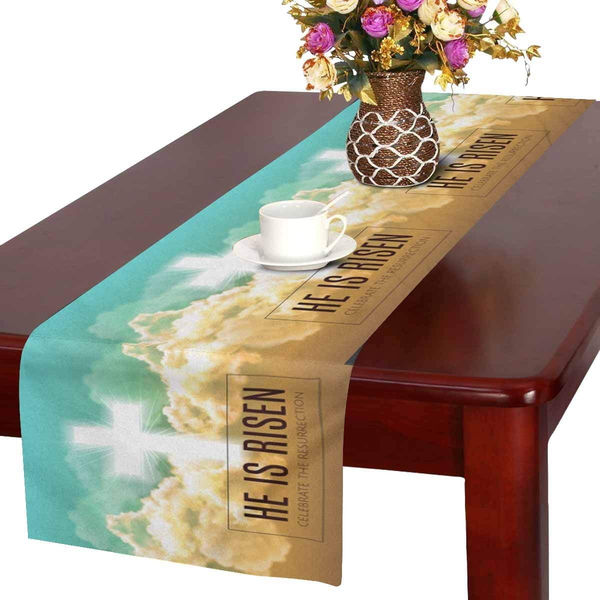 MKHERT Christian Religious Design Easter He Is Risen with Cross Table ...