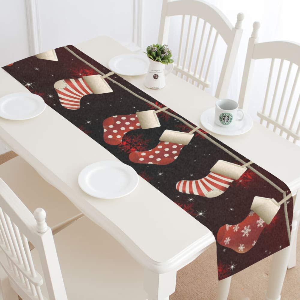 MKHERT Christmas Stockings Table Runner for Office Kitchen Dining ...