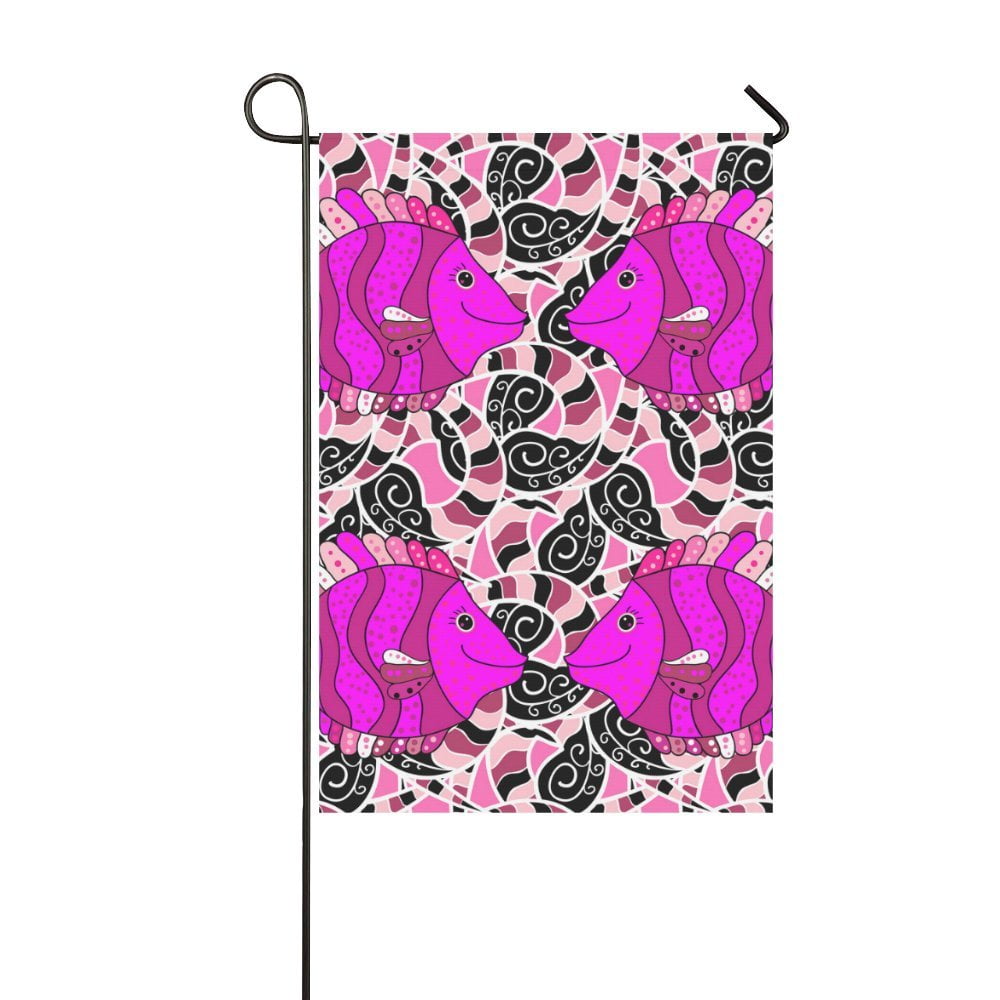 MKHERT Colored Zentangle Doodle Fishes Garden Flag Outdoor Flag 12x18 ...