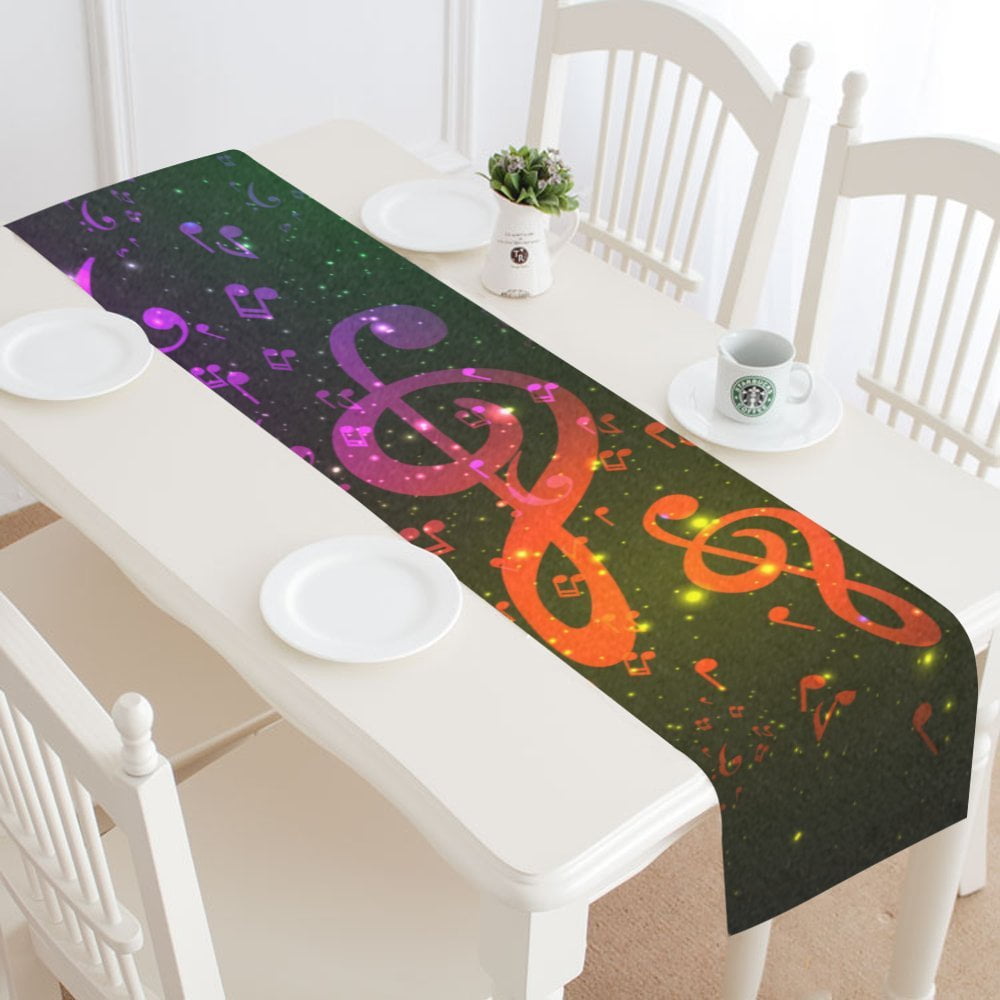 MKHERT Colorful Music Background Table Runner for Office Kitchen Dining ...