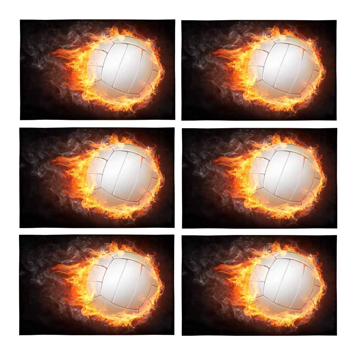 MKHERT Cool Fire Flame Volleyball Ball Placemats Table Mats for Dining ...