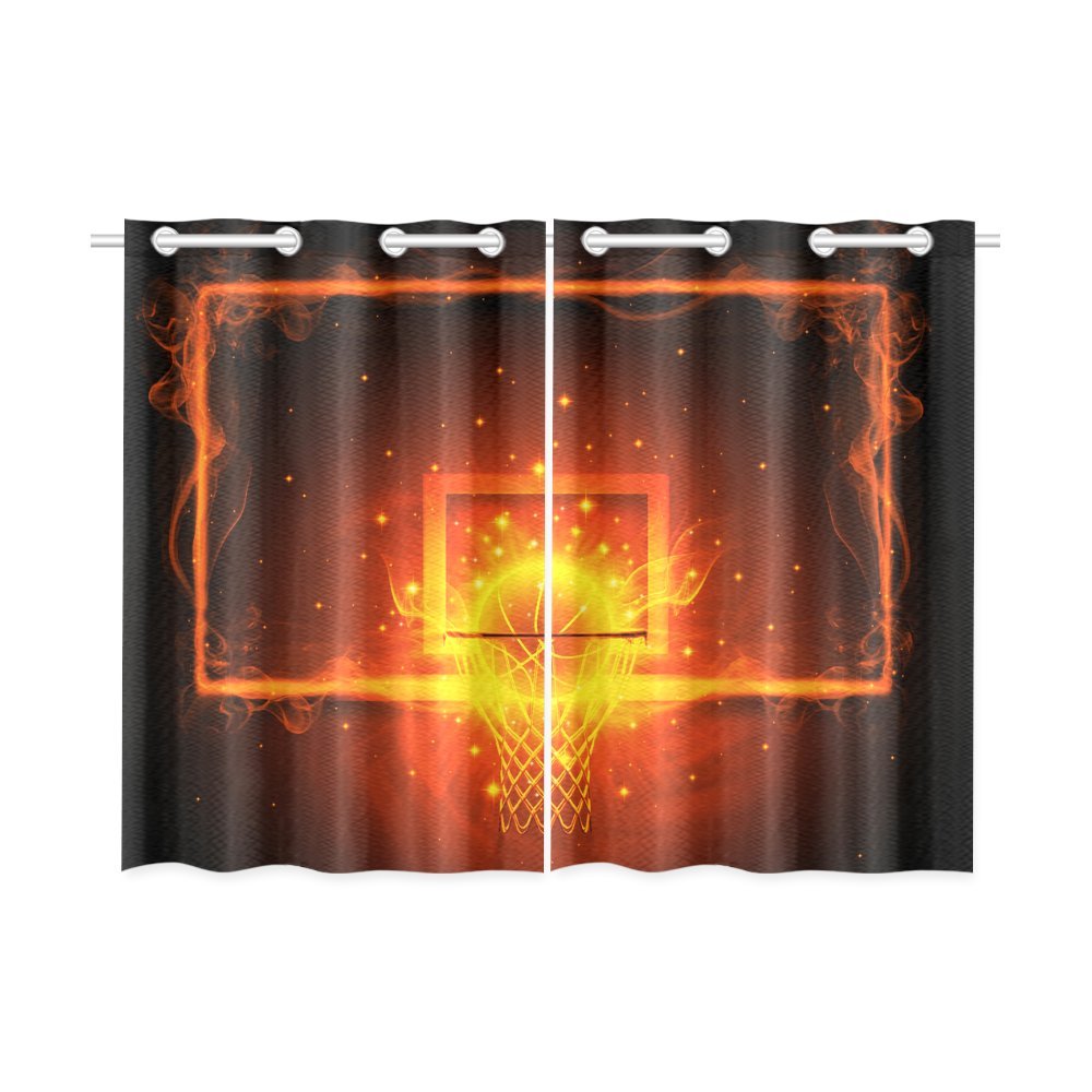 MKHERT Cool Flame Basketball Hoop Window Curtains Kitchen Curtain Room ...
