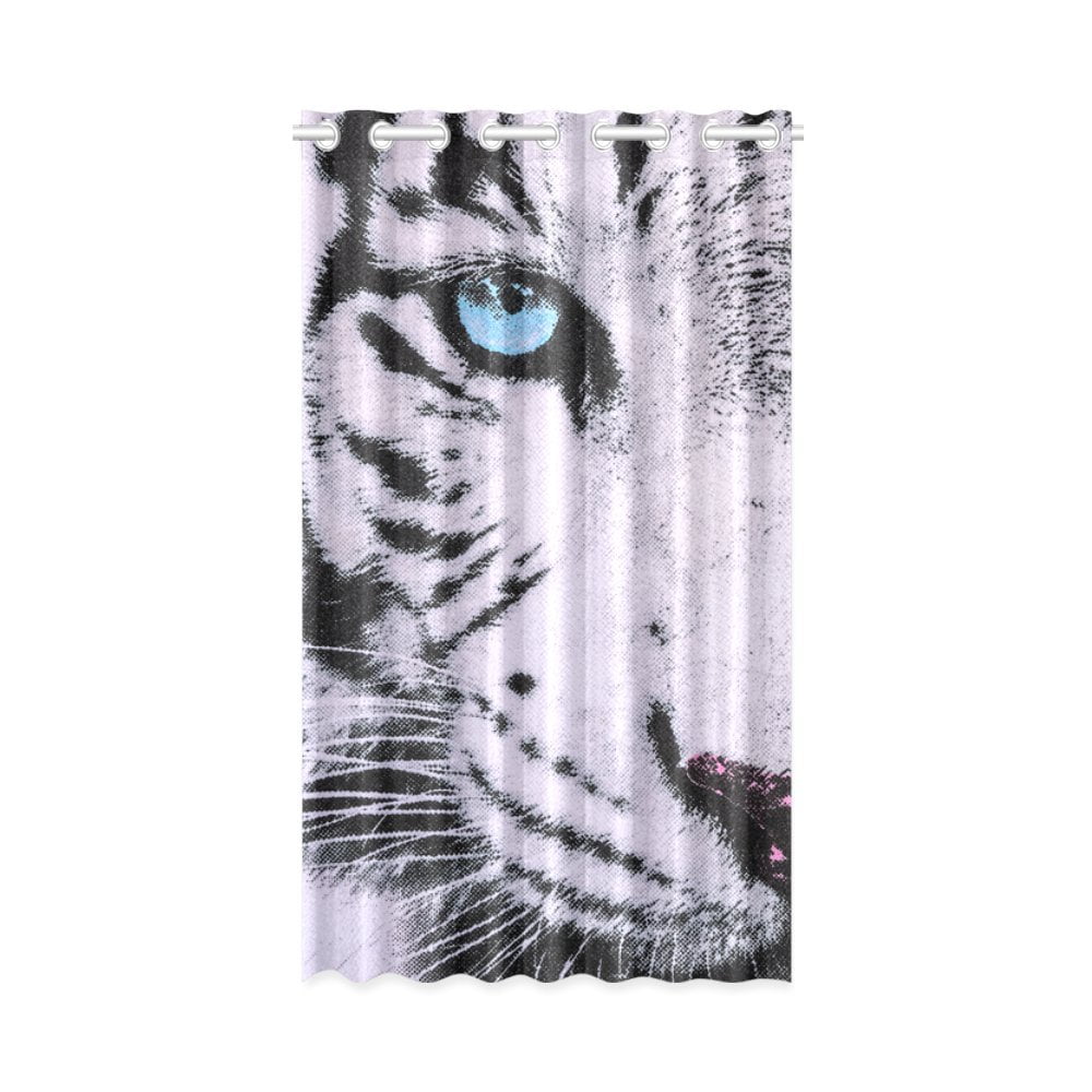 MKHERT Cool White Tiger Window Curtain Living Room,Bedroom Window ...