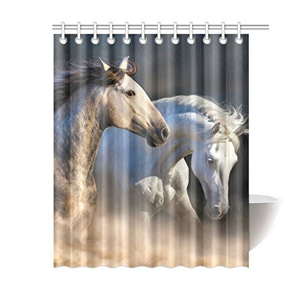 MKHERT Couple of Horse Shower Curtain Bath Curtain Waterproof fabric ...