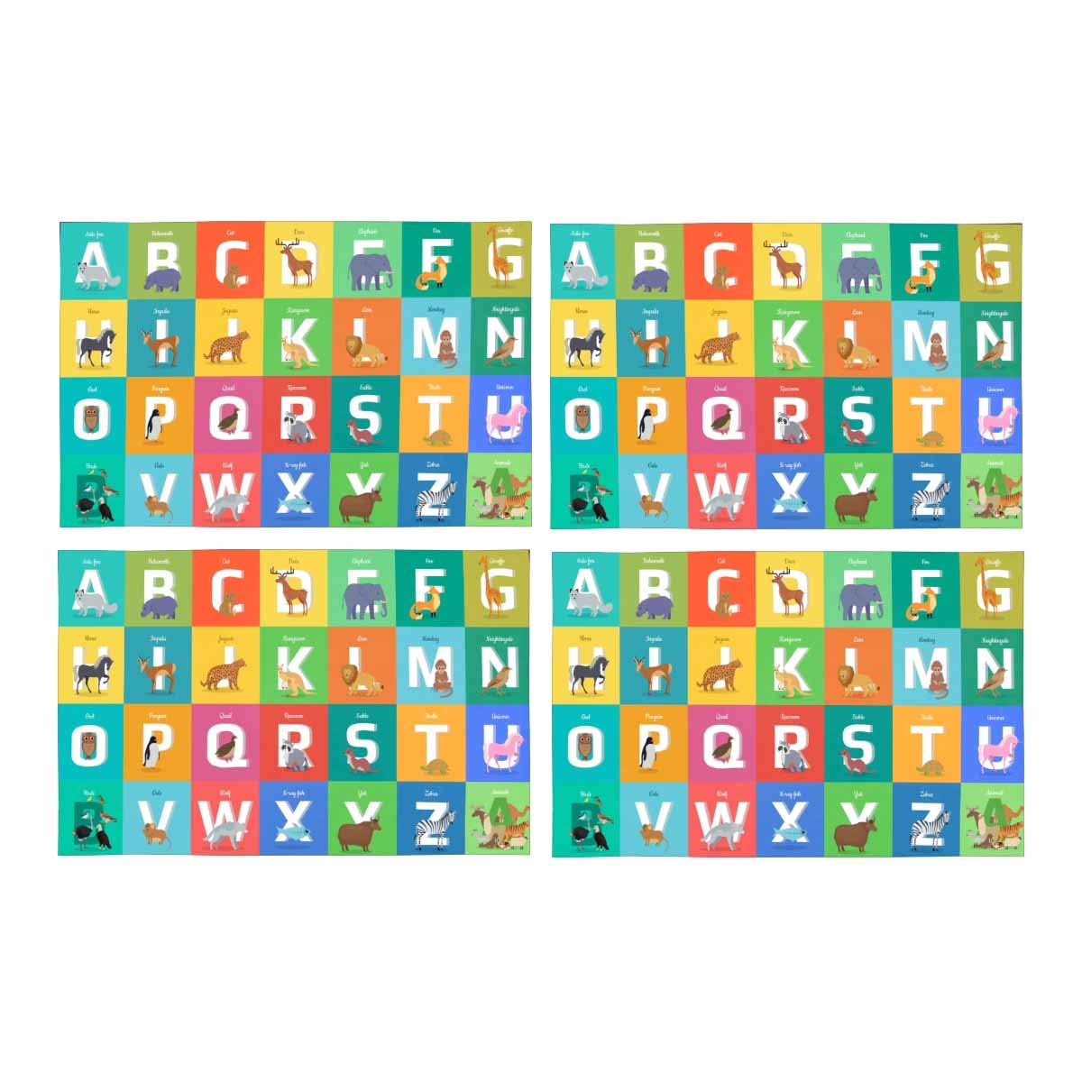 MKHERT Cute Alphabet Learning Chart with Cartoon Animals Placemats ...