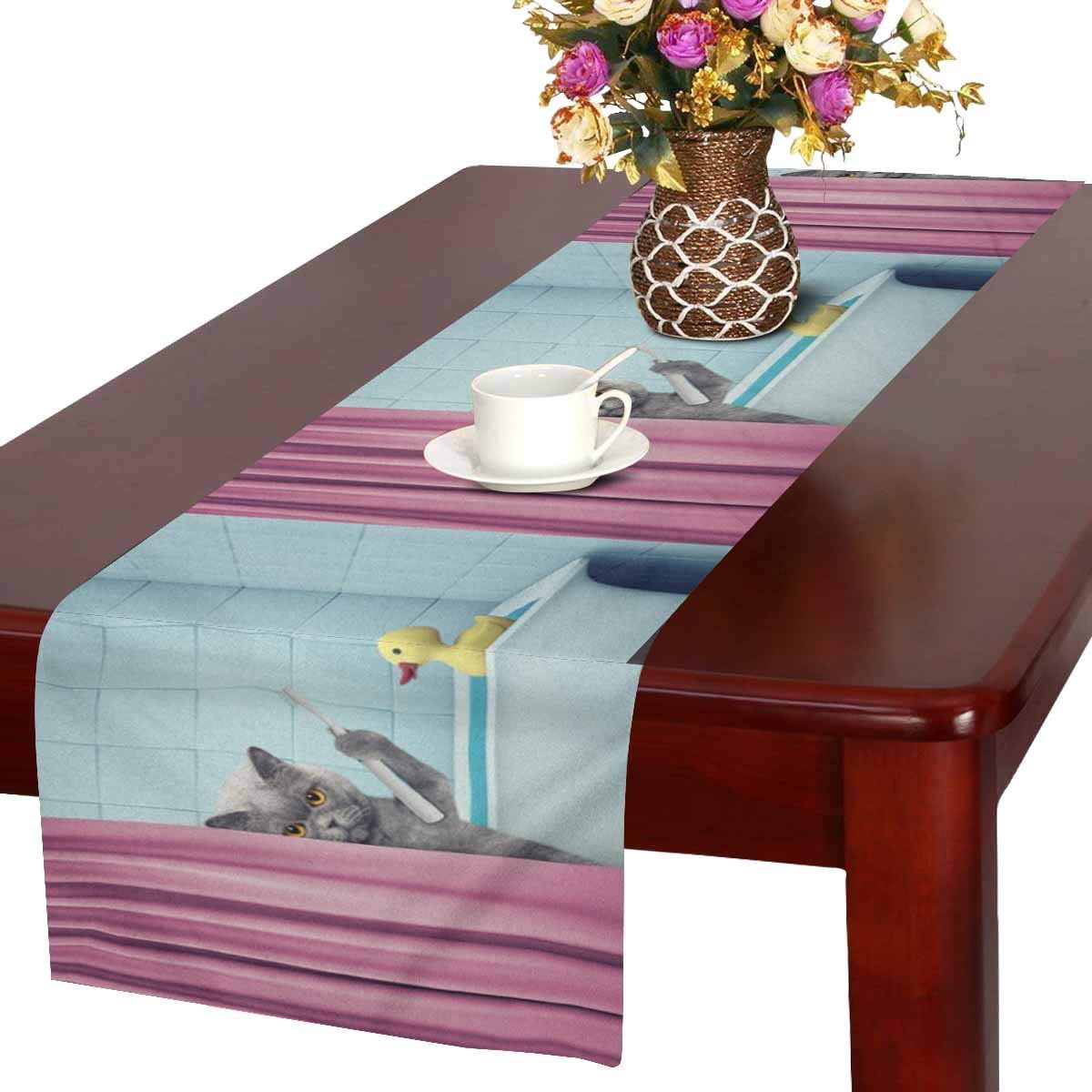 MKHERT Cute Cat in Bath Clean The Teeth with Yellow Rubber Duck Table ...