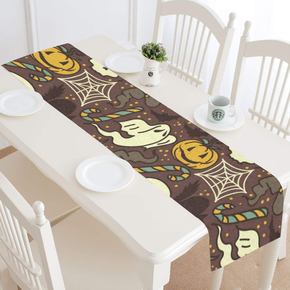MKHERT Cute Doodle Ghosts Table Runner for Kitchen Wedding Party Home ...