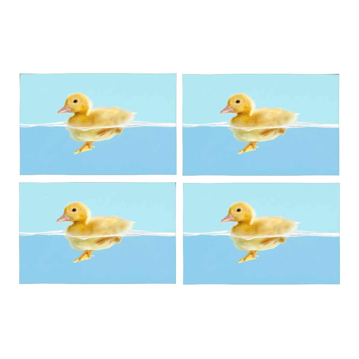 MKHERT Cute Little Yellow Duck Swim in Water Placemats Table Mats for ...
