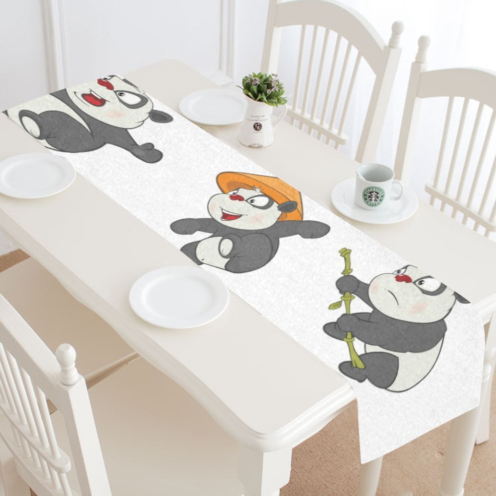 MKHERT Cute Panda Table Runner for Office Kitchen Dining Room Wedding ...