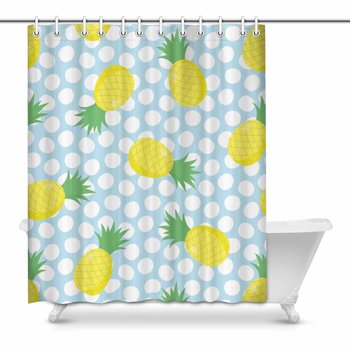 Mkhert Cute Pineapple Juicy Fruit On Polka Dots House Decor Shower