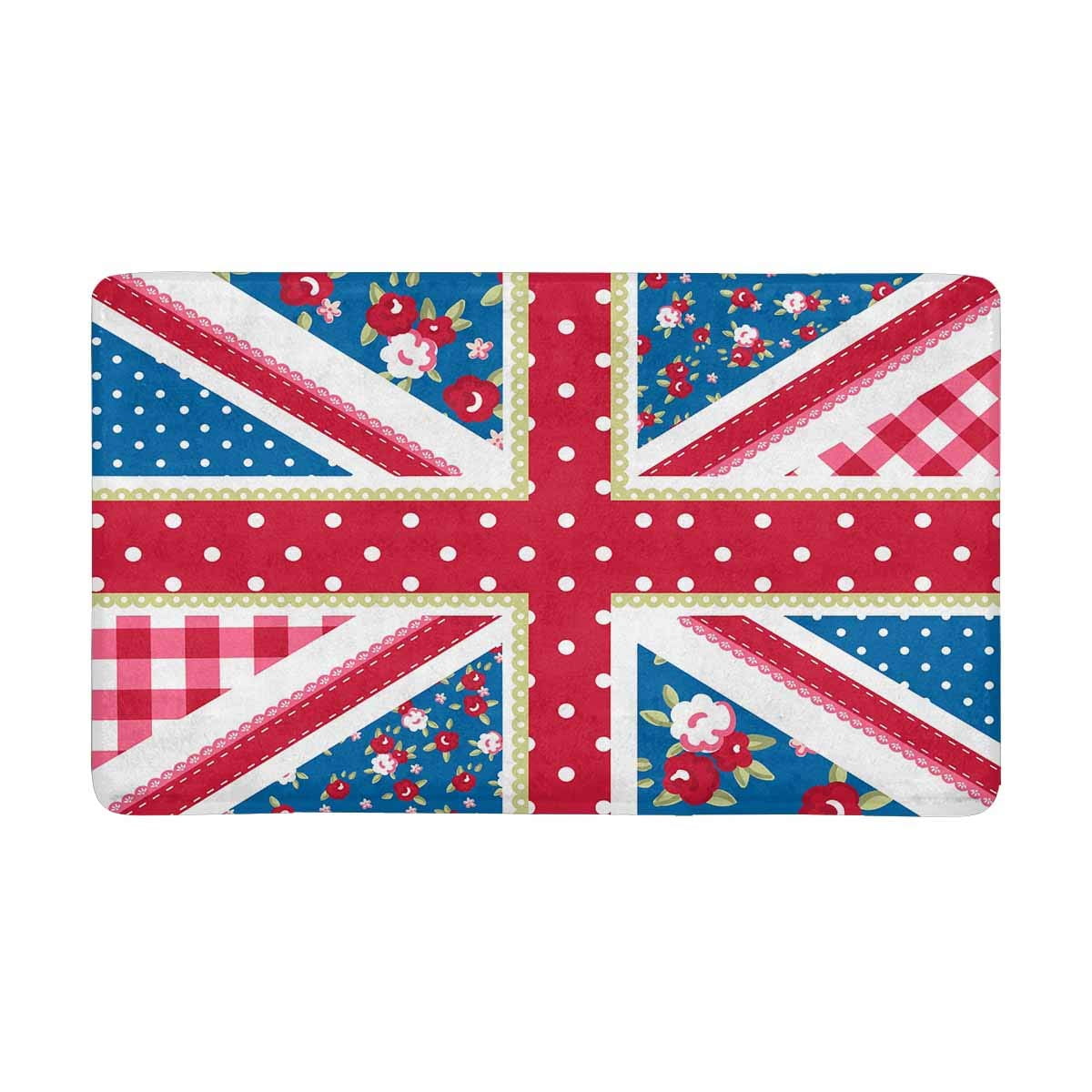 MKHERT Cute Union Jack British Flag in Shabby Chic Floral Style Doormat ...