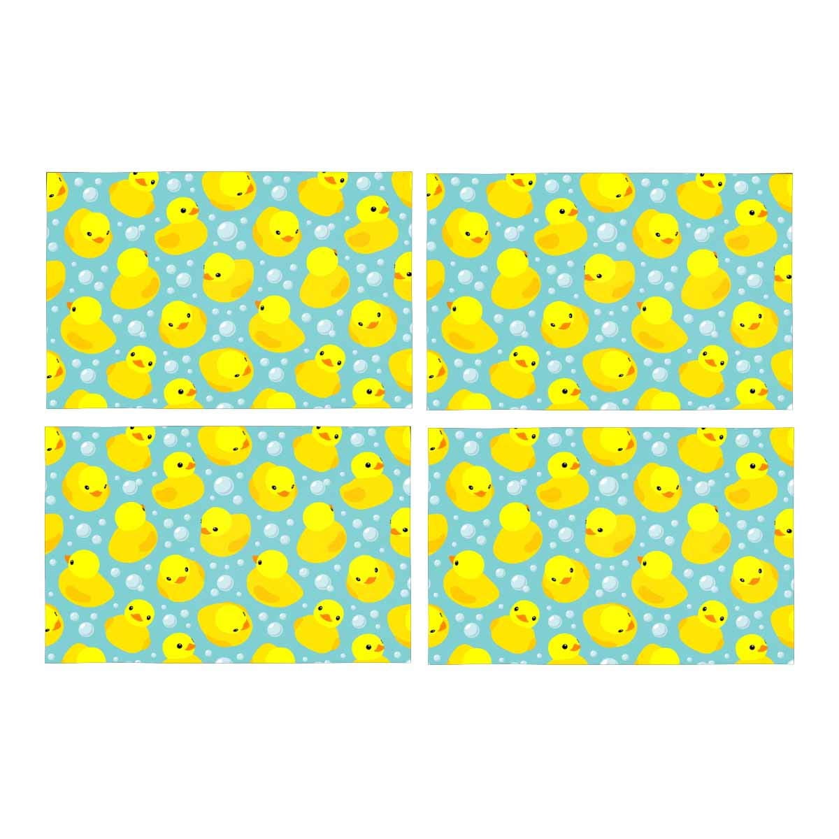 Mkhert Cute Yellow Rubber Ducks And Bubbles Placemats Table Mats For