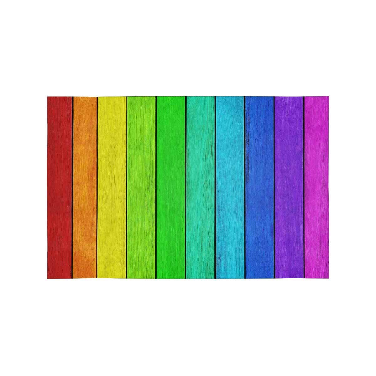 MKHERT Empty Rainbow Colored Wood Background Placemats Table Mats for ...
