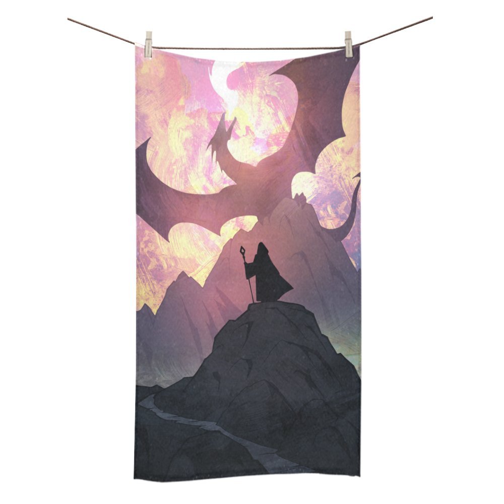 MKHERT Epic Fantasy Illustration Of A Fire Dragon Bath Towel Shower ...