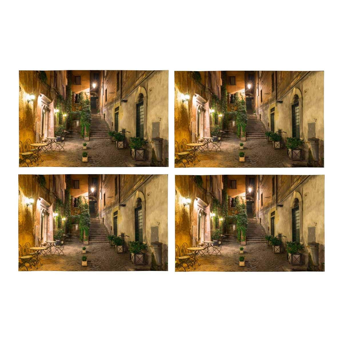 MKHERT European Cityscape Old Courtyard in Rome Italy Placemats Table ...