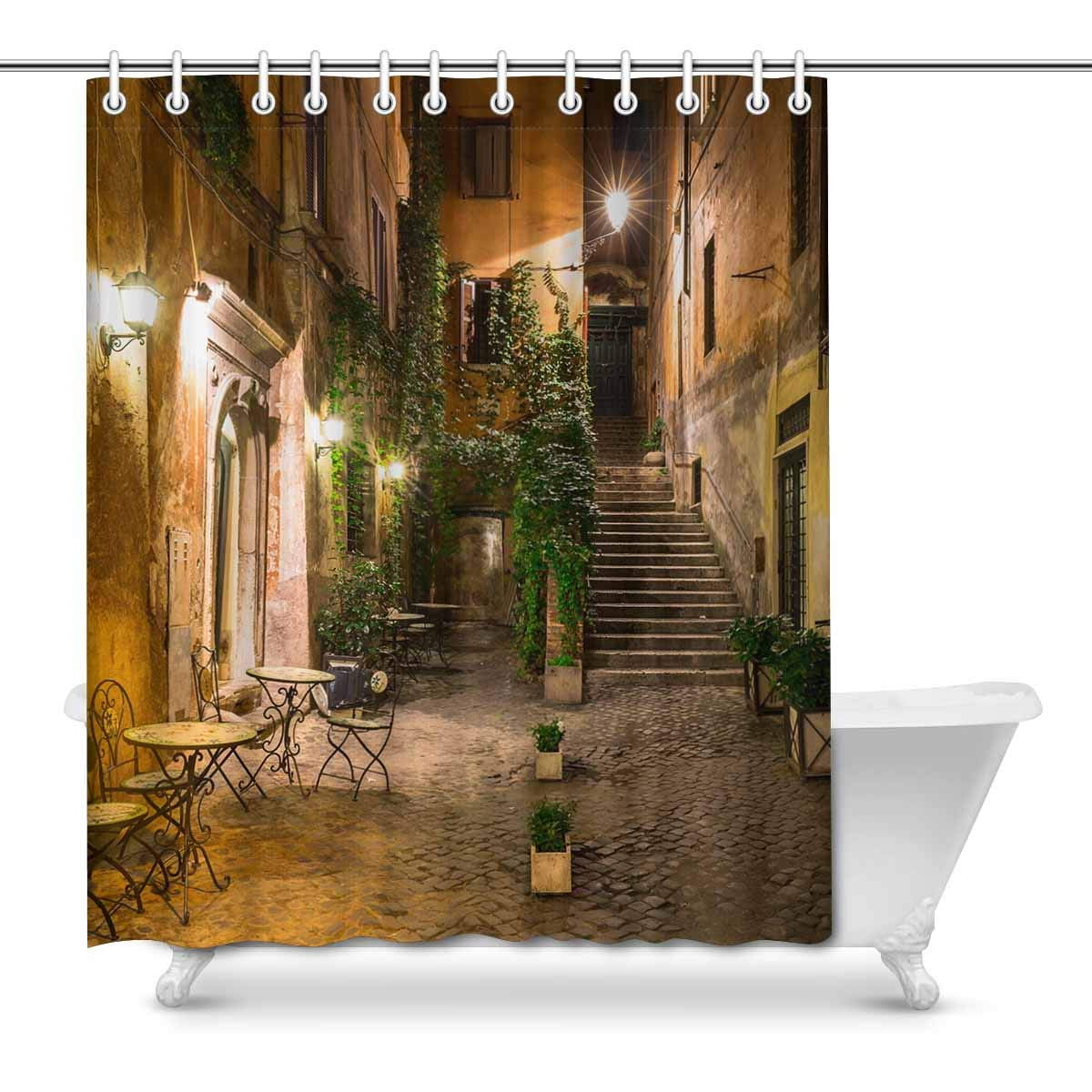 MKHERT European Cityscape Old Courtyard in Rome Italy Waterproof Shower ...