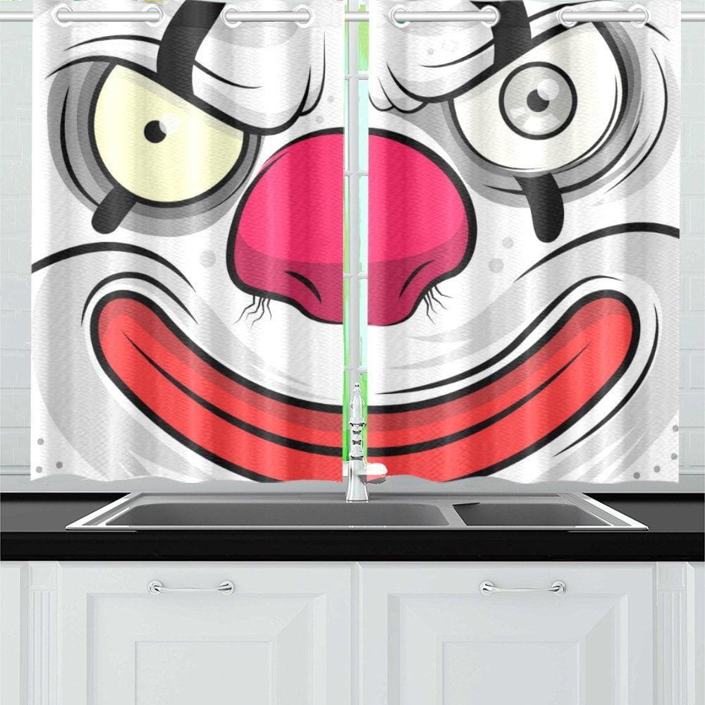 MKHERT Evil Clown Window Curtain Kitchen Curtains Window Treatments ...
