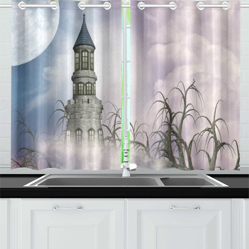 MKHERT Fantasy Castle Window Curtain Kitchen Curtains Window Treatments ...