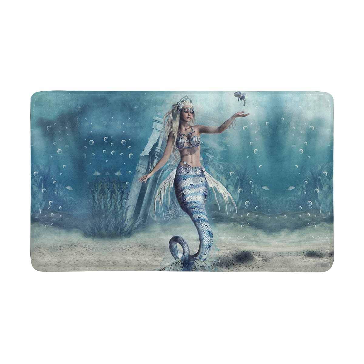 MKHERT Fantasy Scenery with Mermaid and Fish at The Sea Bottom Doormat ...