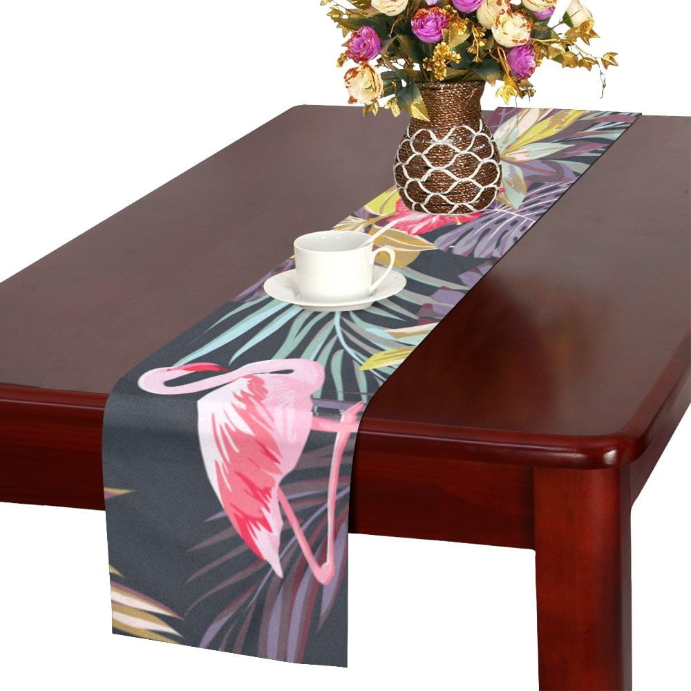 MKHERT Flamingo Birds Tropical Plants Table Runner for Kitchen Wedding ...