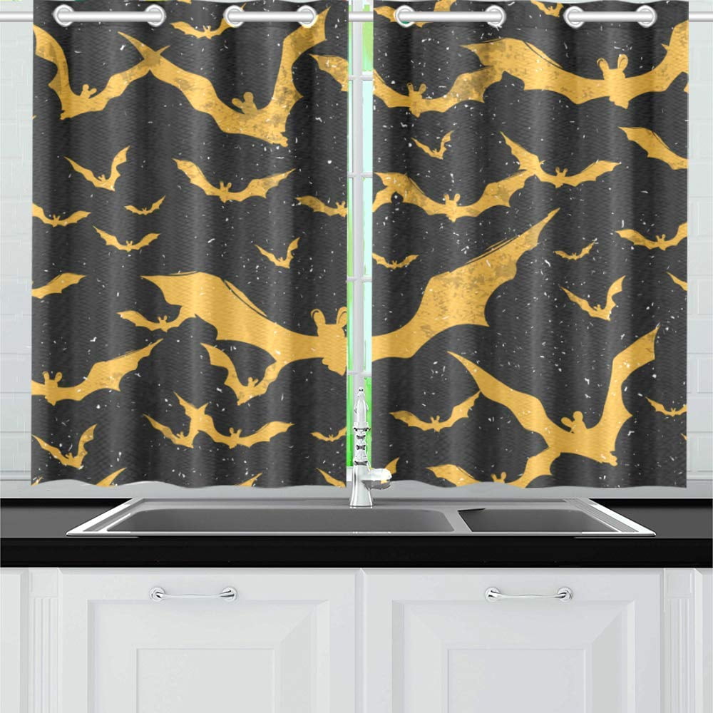 MKHERT Flying Black Bat Window Curtains Kitchen Curtain Room Bedroom ...