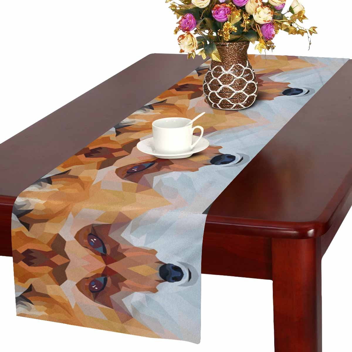 MKHERT Fox in Mosaic Geometric Triangle Shapes Table Runner Home Decor ...