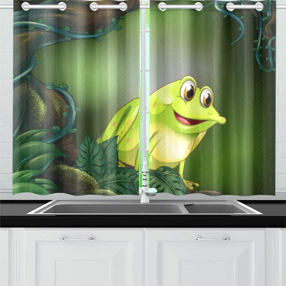 MKHERT Frog Window Curtain Kitchen Curtain 26x39 inch,Two Piece ...