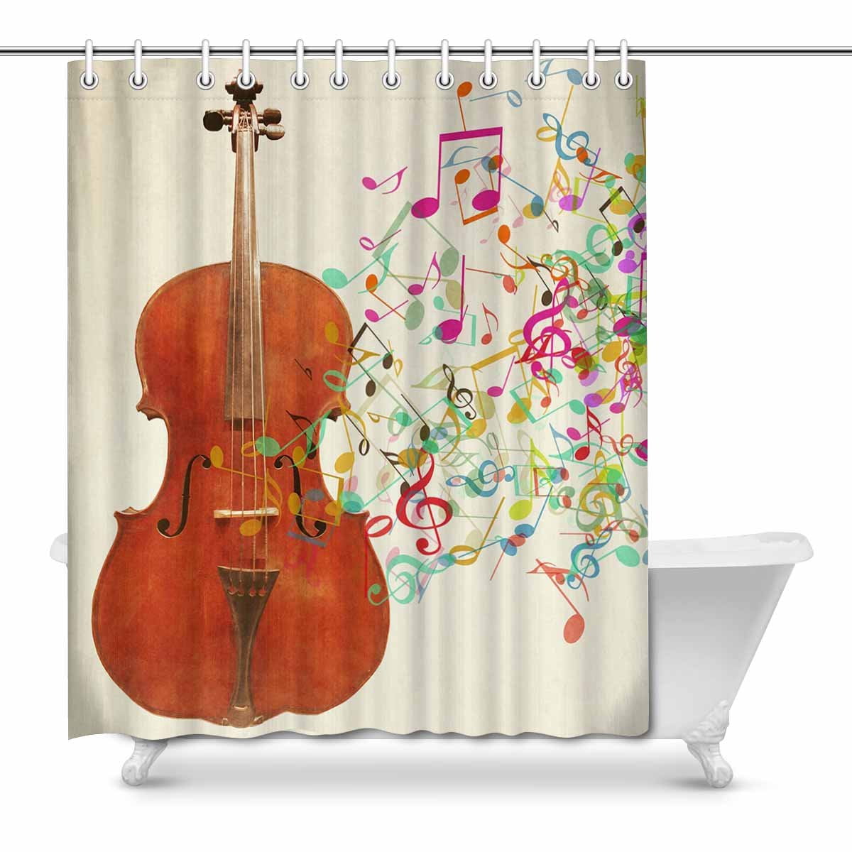MKHERT Funny A Cello Instrument with Colorful Music Notes Waterproof ...