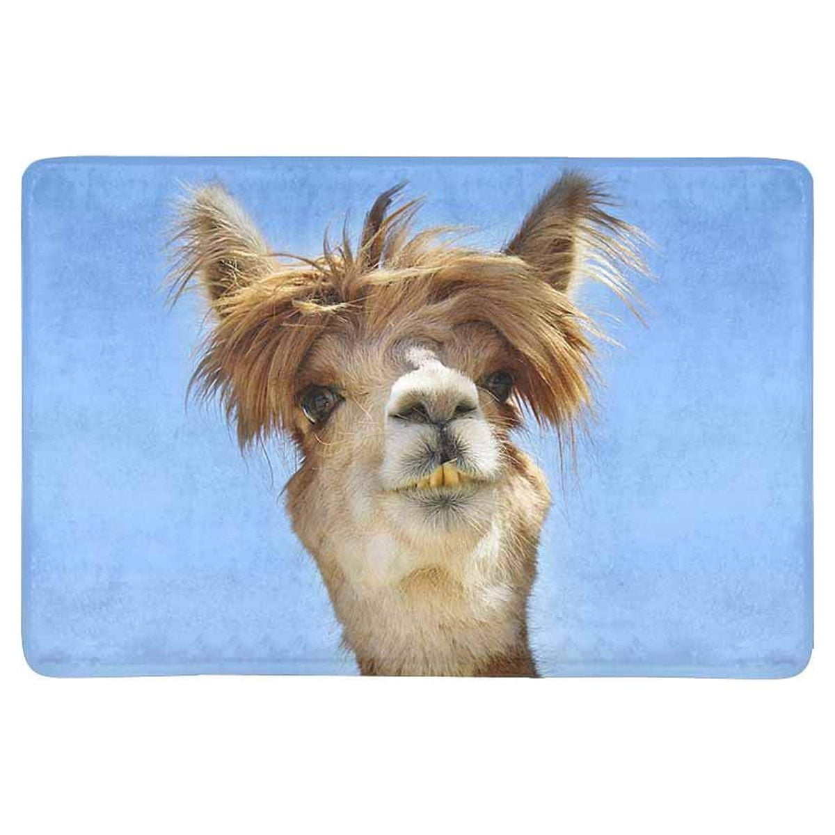 MKHERT Funny Alpaca Llama with Wild Messy Hair Doormat Rug Home Decor ...