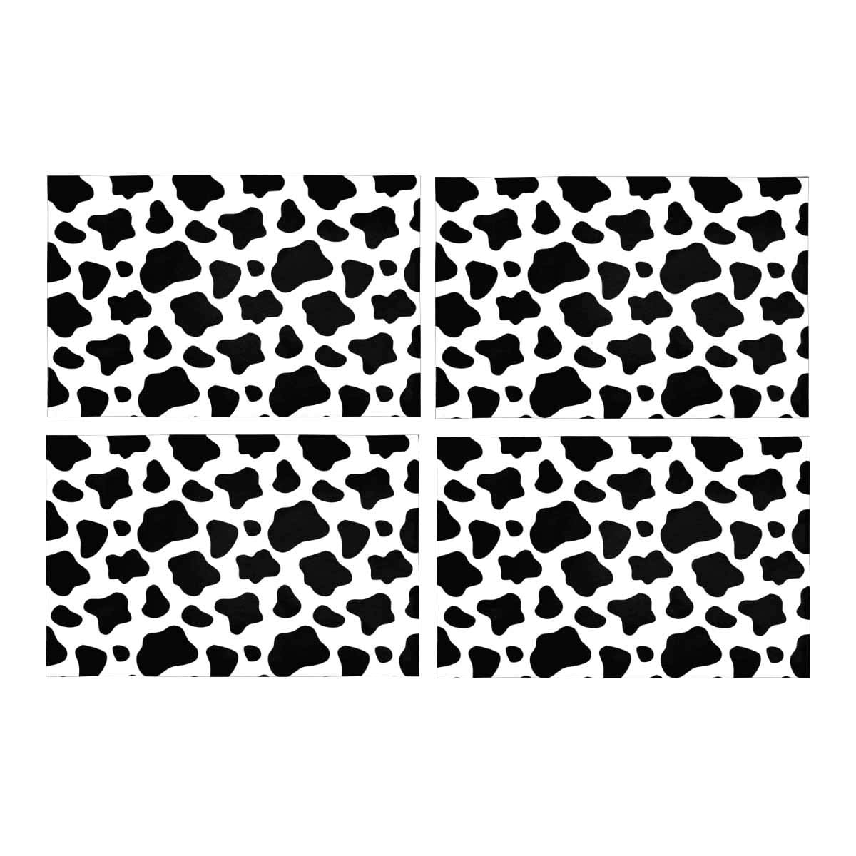 MKHERT Funny Cattle Cow Prints Black and White Doodle Placemats Table ...