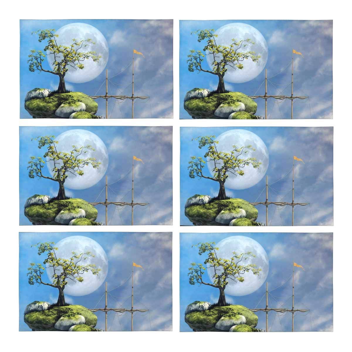MKHERT Funny Fantasy Flying Ship and Floating Island Above The Clouds ...