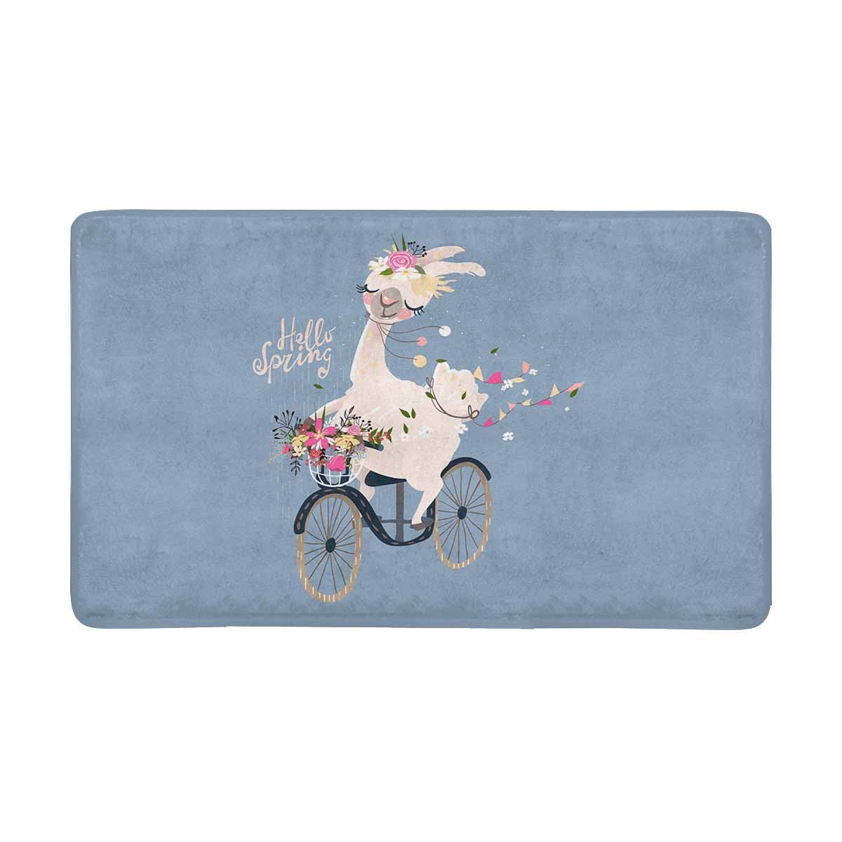 MKHERT Funny Hello Spring Llama Alpaca with Floral Wreath in Bicycle ...