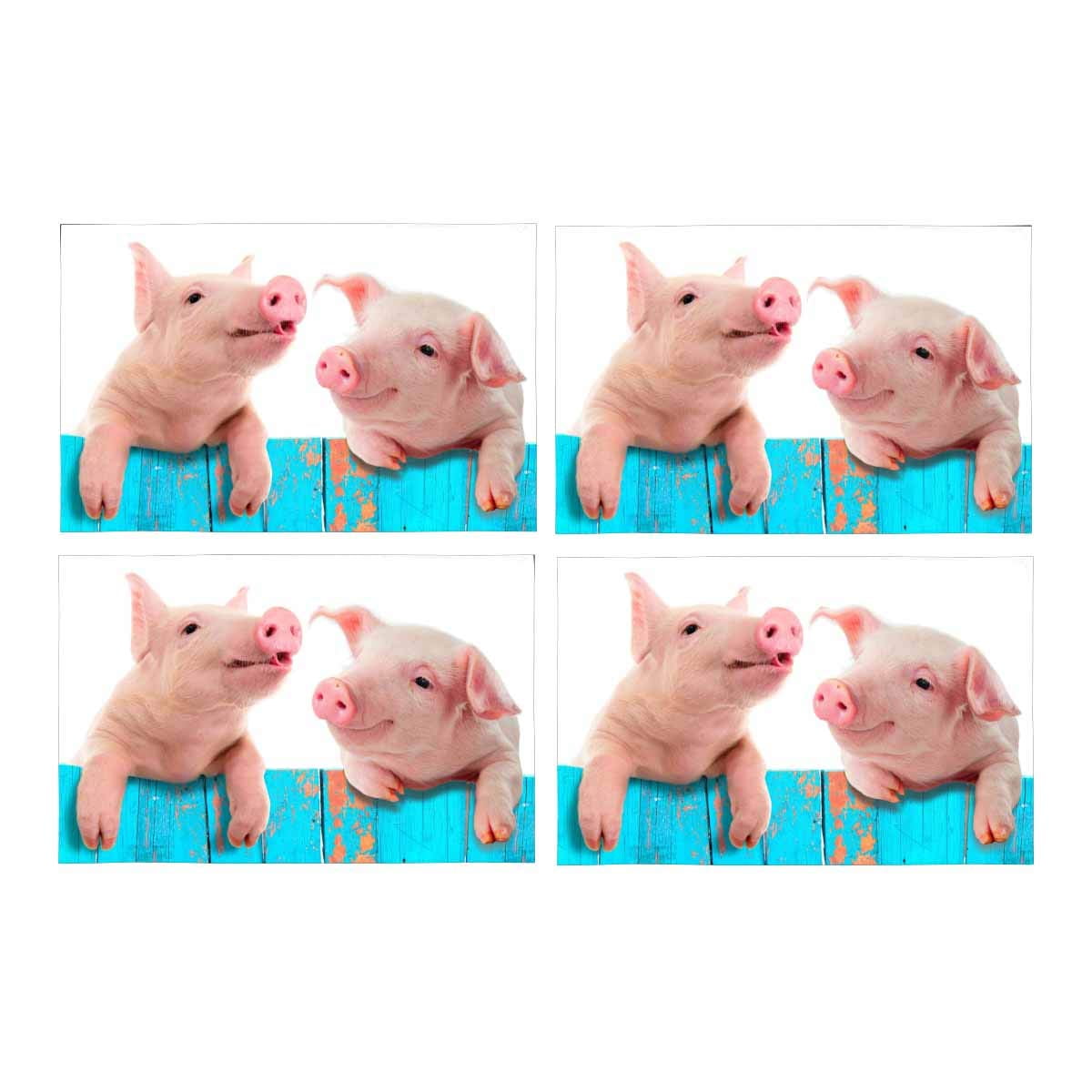MKHERT Funny Pigs Animal Placemats Table Mats for Dining Room Kitchen ...