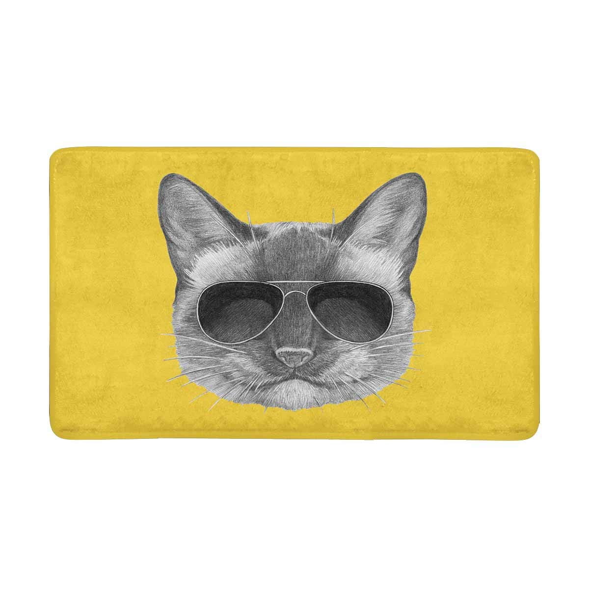 MKHERT Funny Portrait of Siamese Cat with Sunglasses Doormat Rug Home ...