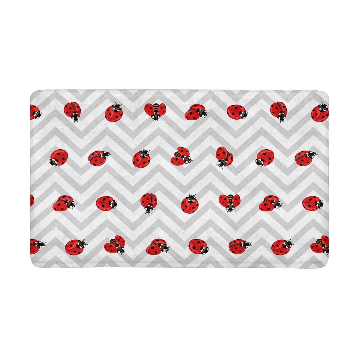 MKHERT Funny Red Ladybugs on Gray Zigzag Chevron Doormat Rug Home Decor ...