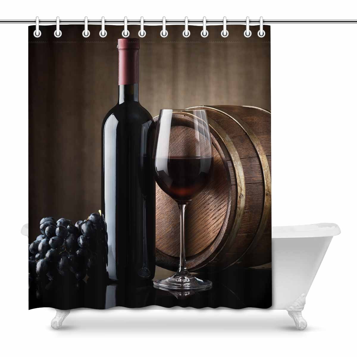 MKHERT Funny Red Wine Bottle Grapes and Wooden Barrel Decor Waterproof ...