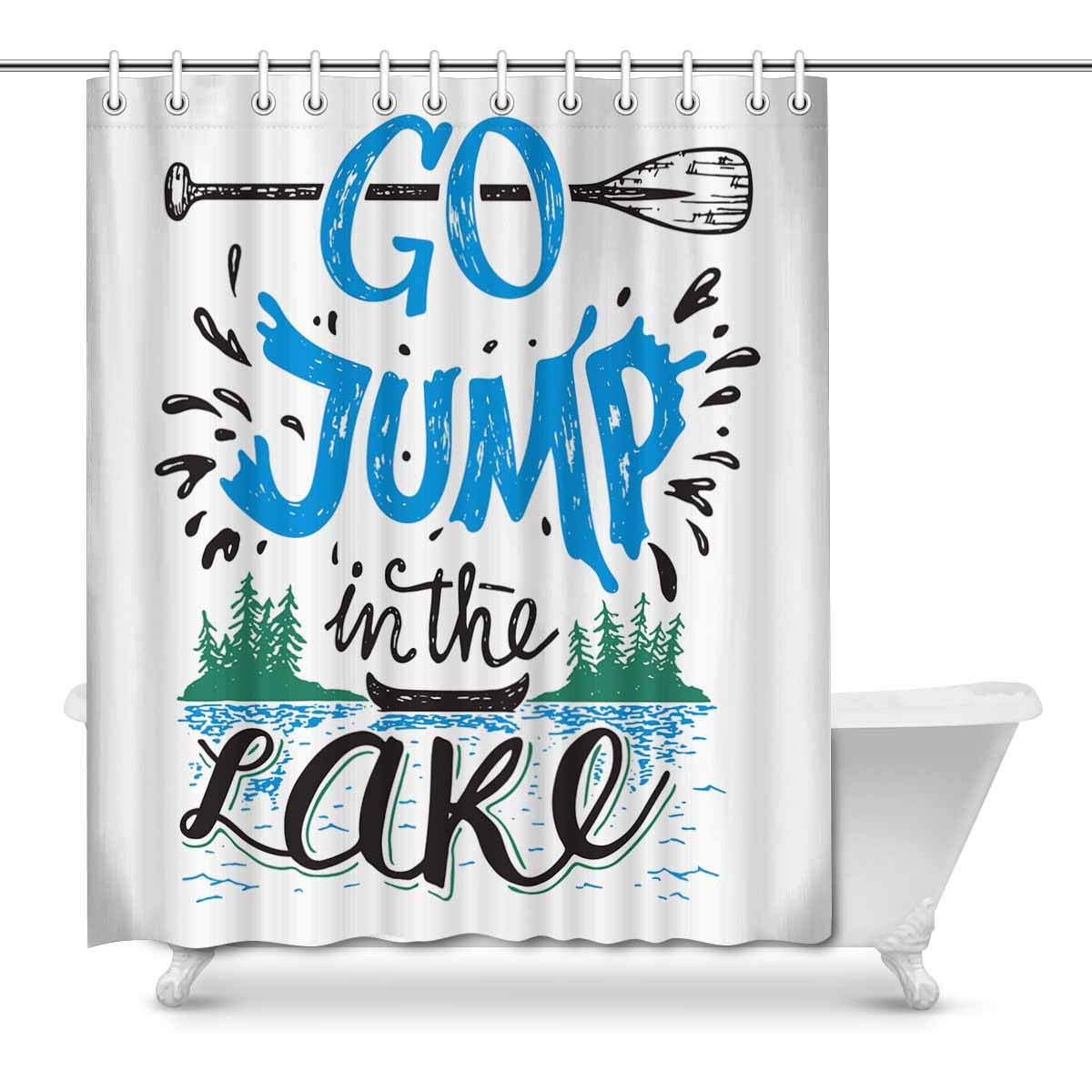 MKHERT Funny Summer Quote Go Jump in the Lake Canoe Fishing Theme Decor ...