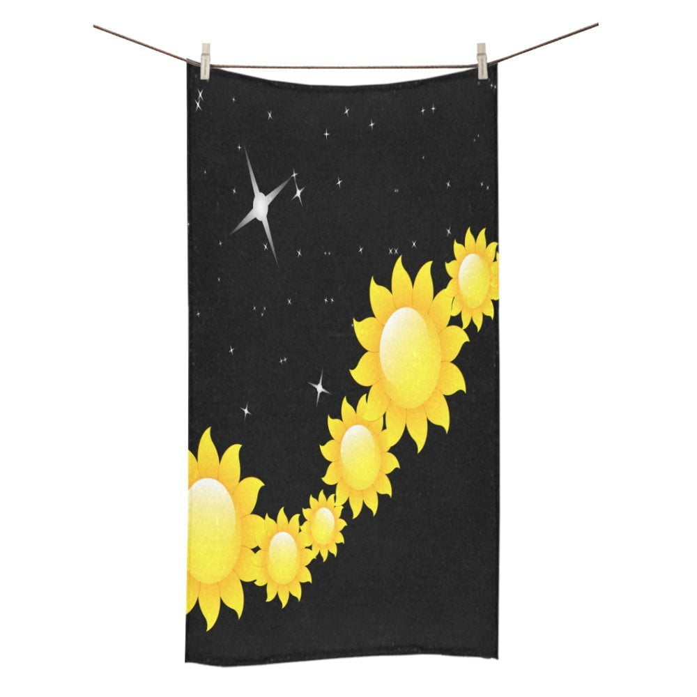 MKHERT Glossy Sunflowers Falling In Night Bath Towel 30x56 Inches ...