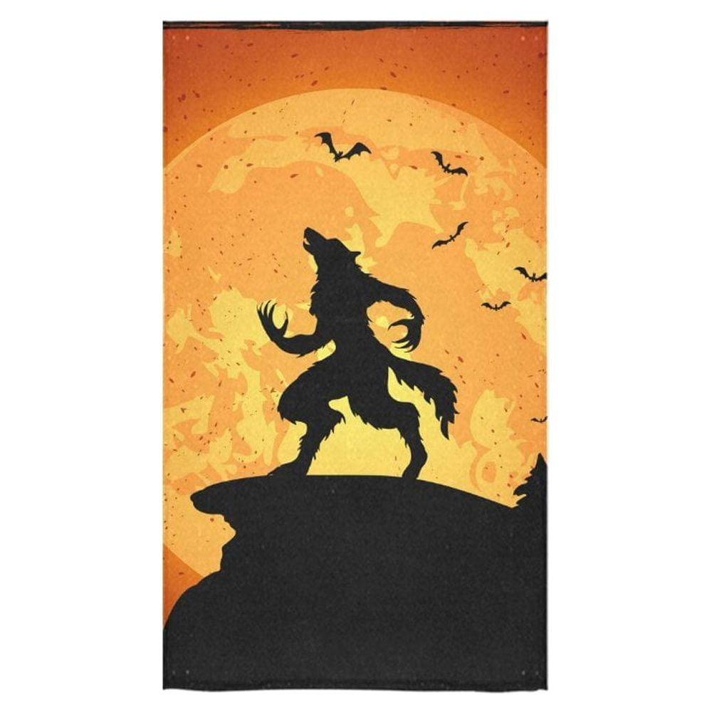 MKHERT Halloween Werewolf and Orange Moon Bath Towel Hand Towel Shower ...