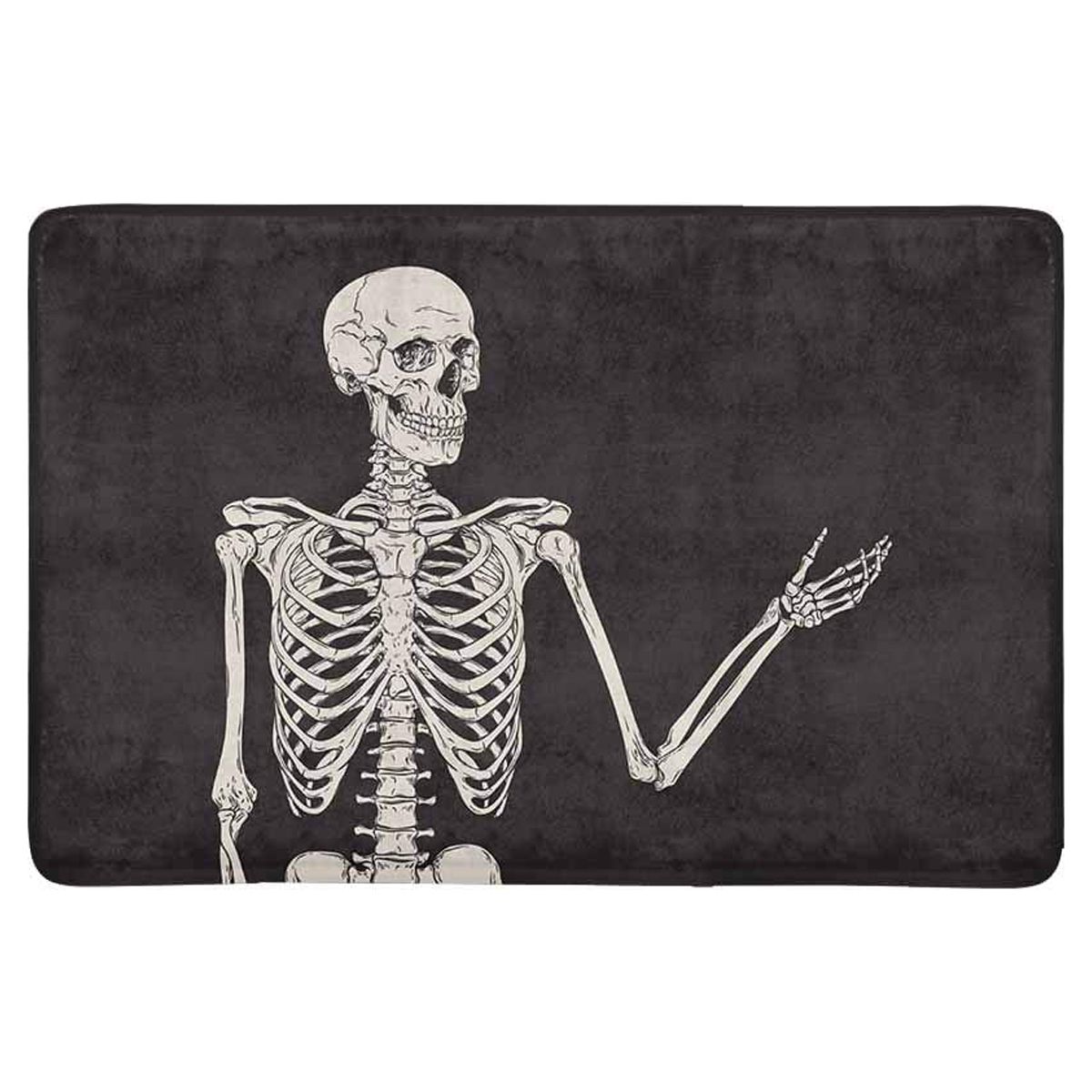 MKHERT Hipster Human Skeleton Posing Over Black Background Doormat Rug ...