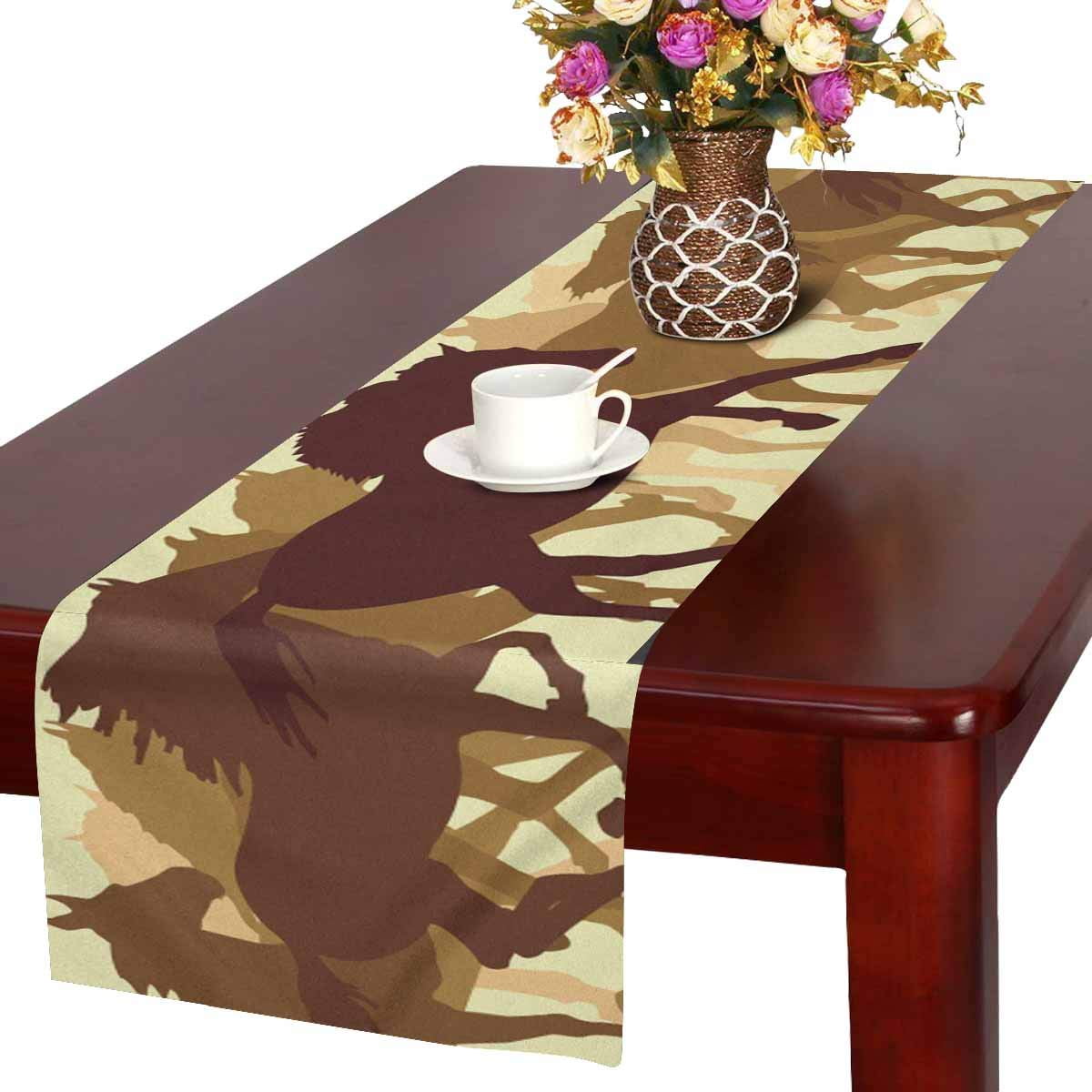 MKHERT Horizontal Banner Silhouette Herd of Horses Racing Table Runner ...
