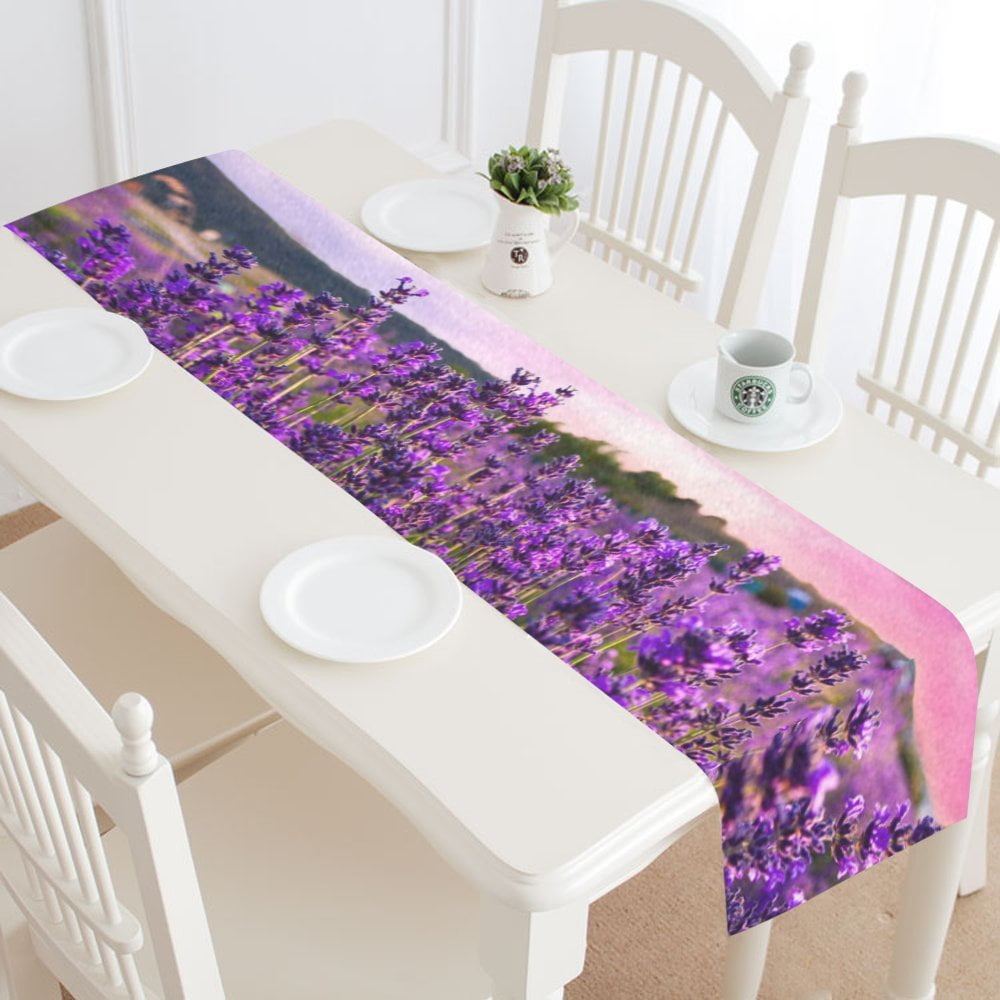 MKHERT Lavender Table Runner for Office Kitchen Dining Room Wedding ...