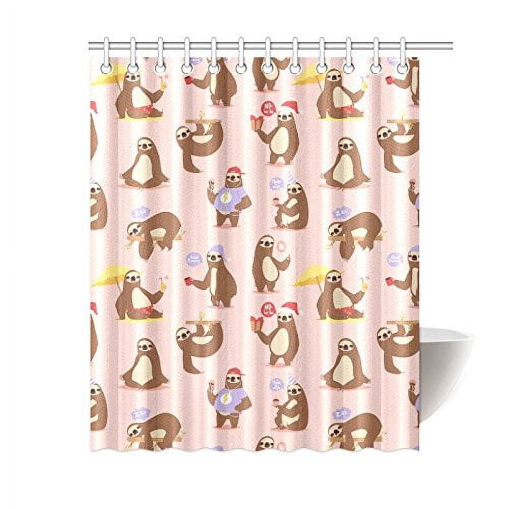 MKHERT Laziness Sloth Shower Curtain Bath Curtain Waterproof fabric ...